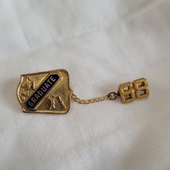 Vintage | Accessories | Vintage 6s Academia Enamel Gold Toned Lapel Pin ...